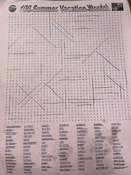 100 Summer Vacation Words Crossword Answers Breakingthepine