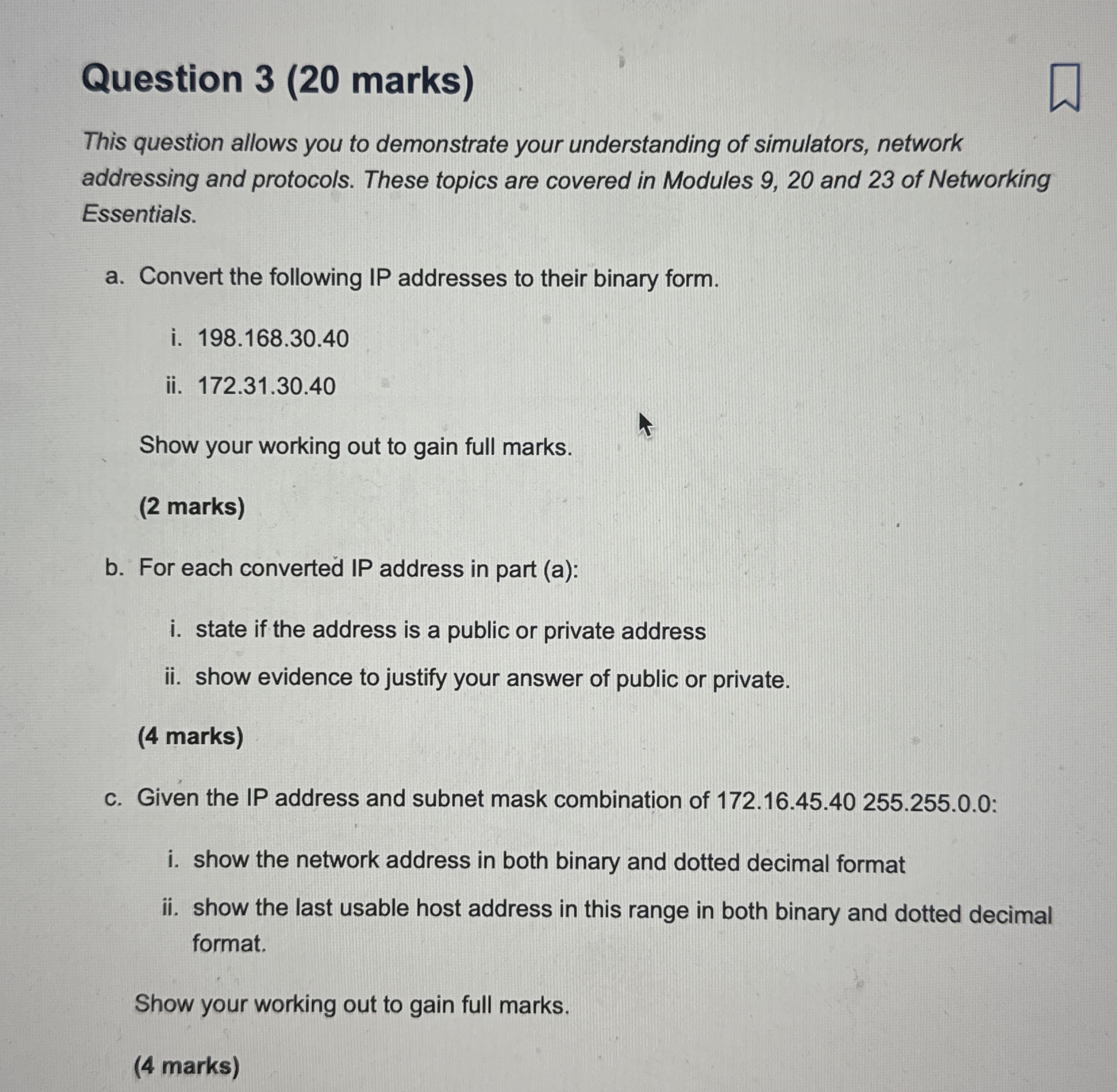 Solved Question 3 (20 ﻿marks)This question allows you to | Chegg.com