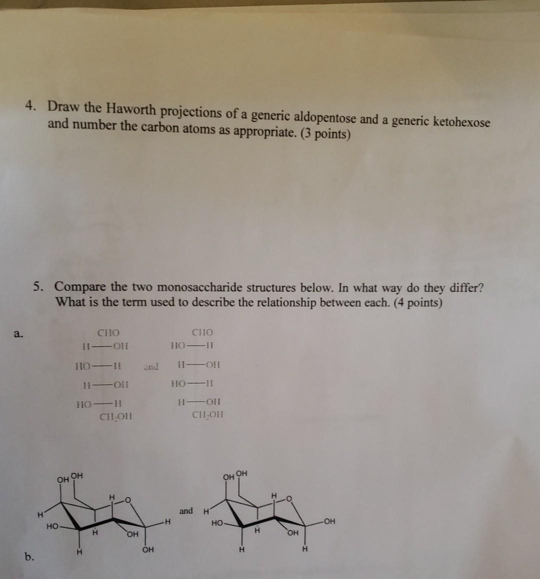 Solved 4. Draw the Haworth projections of a generic | Chegg.com