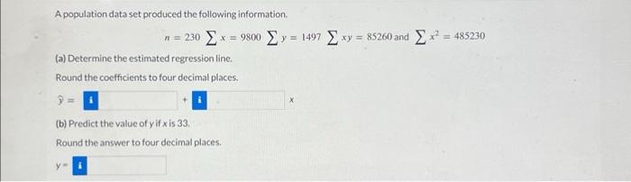 Solved A population data set produced the following | Chegg.com