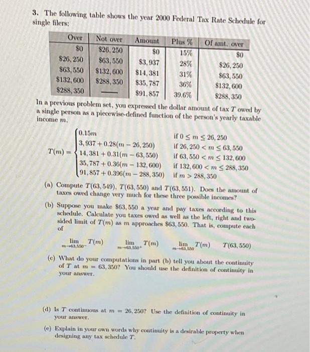 Solved 3. The following table shows the year 2000 Federal | Chegg.com