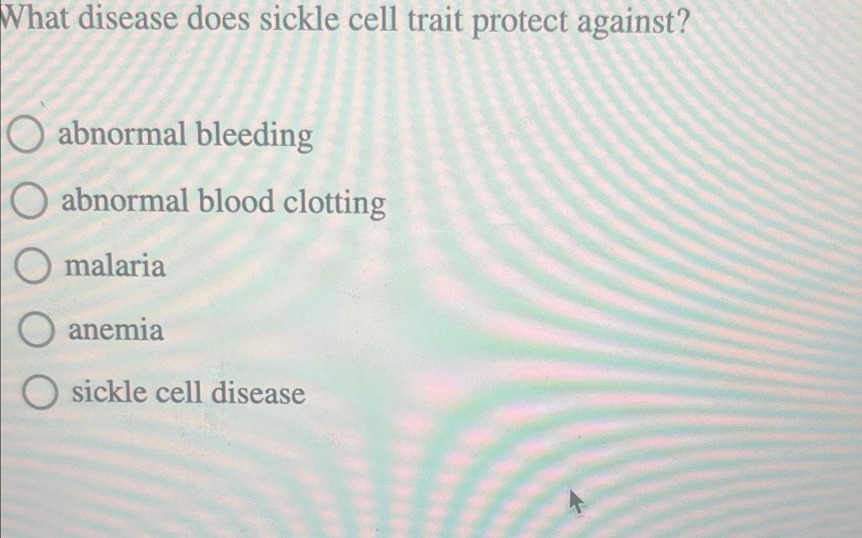 Solved What disease does sickle cell trait protect | Chegg.com
