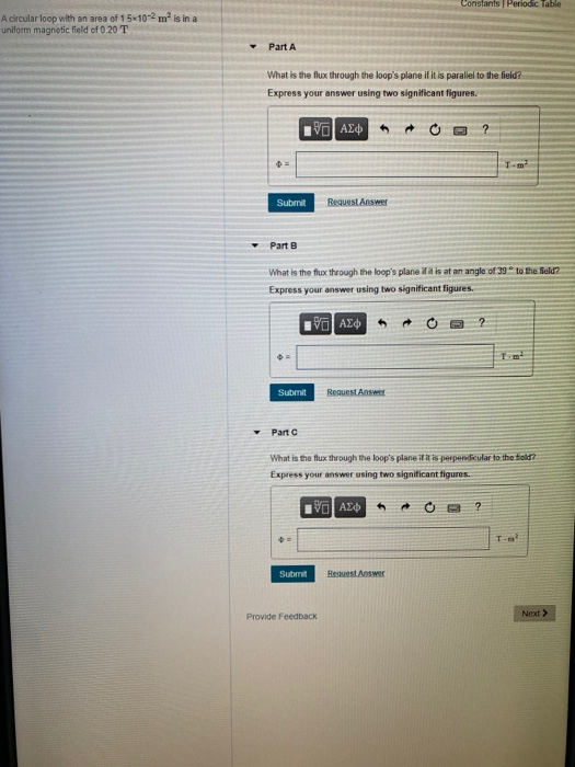 Solved Constants Periodic Table A circular loop with an area | Chegg.com