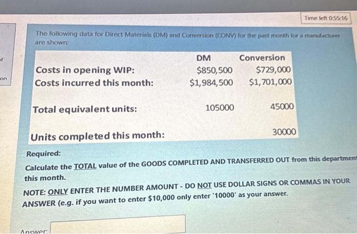 Solved The following data for Direct Materials (DM) and | Chegg.com