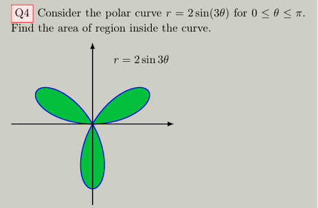 Solved Q4 ﻿Consider the polar curve r=2sin(3θ) ﻿for | Chegg.com