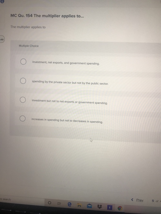 Solved MC Qu. 154 The multiplier applies to... The | Chegg.com