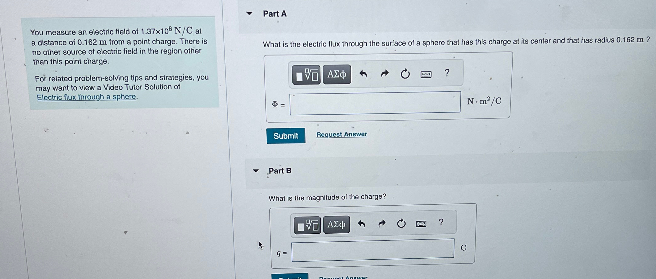 Solved Part AYou measure an electric field of 1.37×106NC ﻿at | Chegg.com