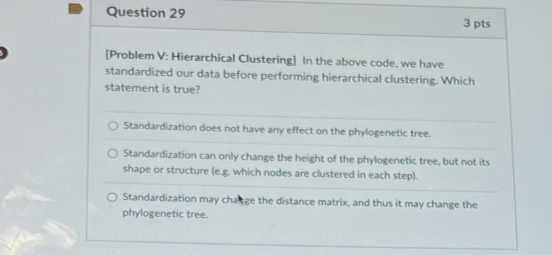 Solved Question 293 ﻿pts[Problem V: Hierarchical Clustering] | Chegg.com