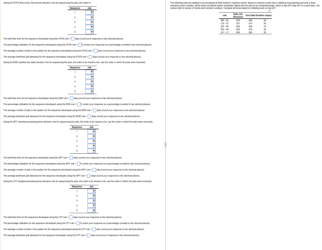 Solved The total flow time for the sequence developed using | Chegg.com