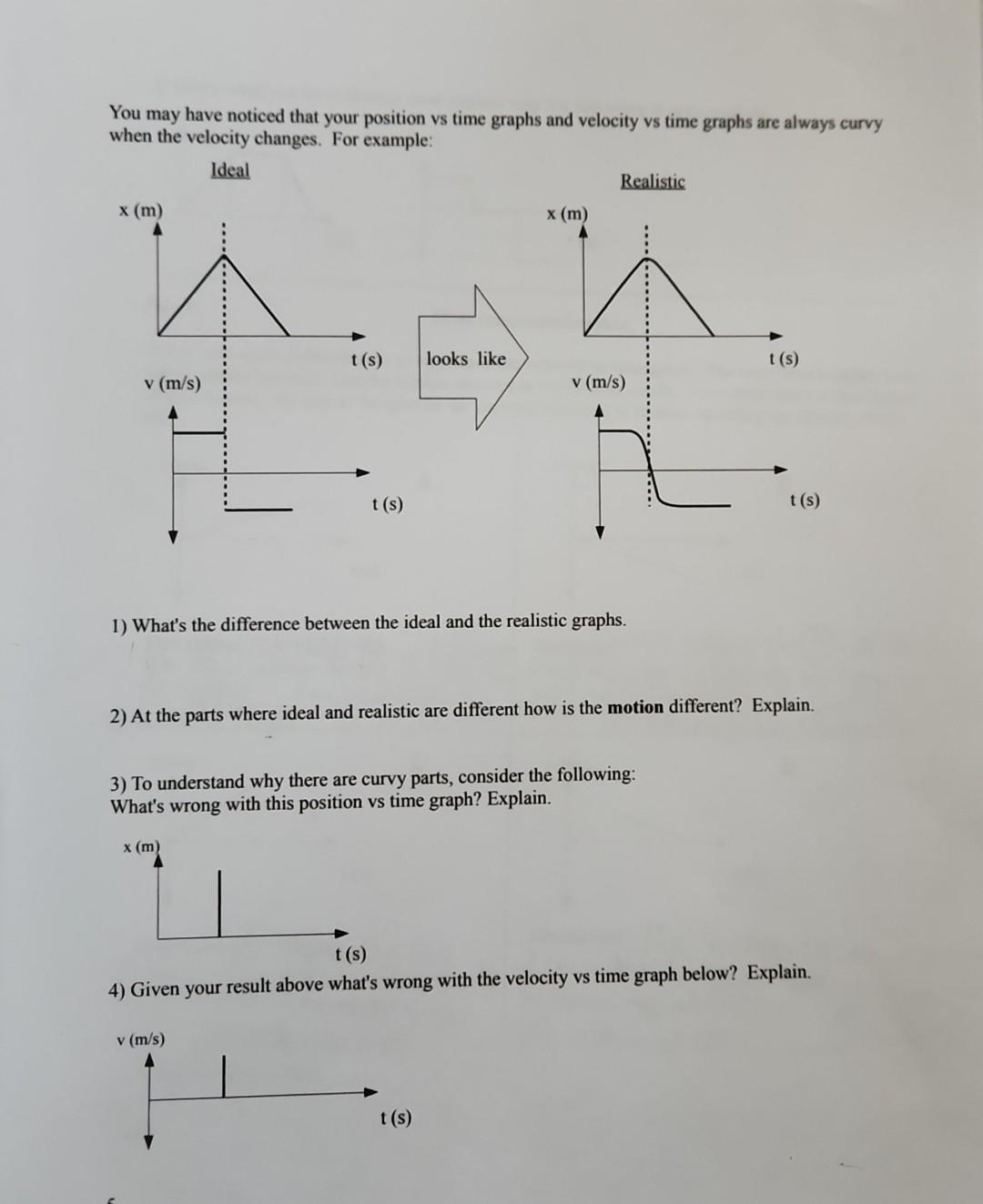 Solved Part B For each of the following x vs t graphs sketch | Chegg.com