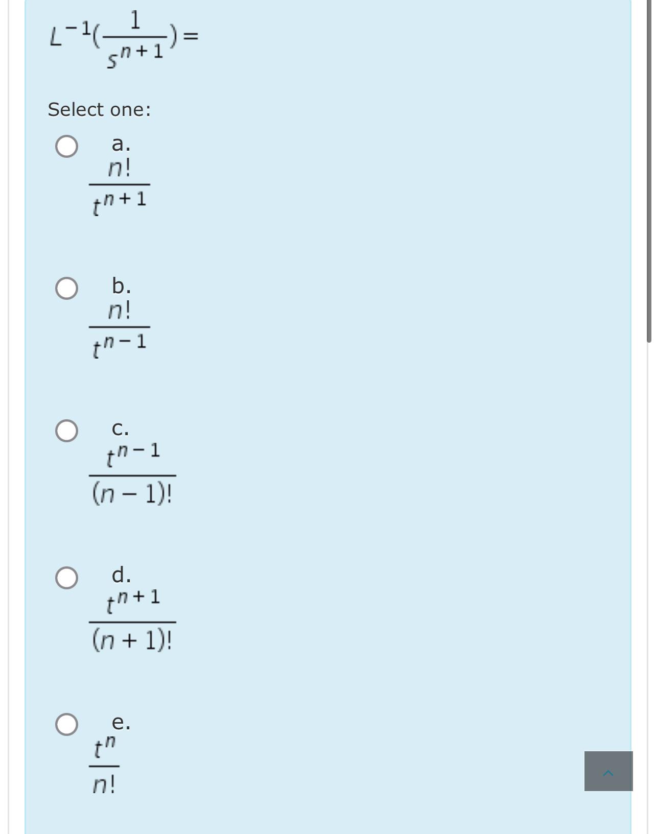 Solved L-1(1sn+1)=Select | Chegg.com
