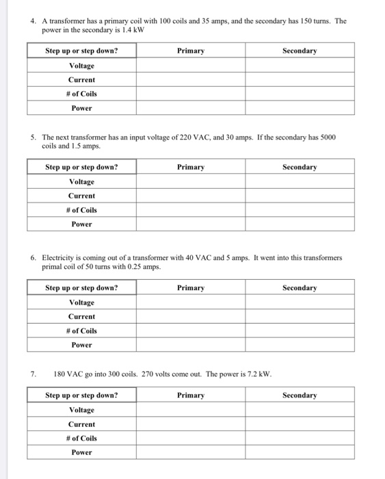 Solved V = IR n n P-IV created by Me Transformers Worksheet | Chegg.com