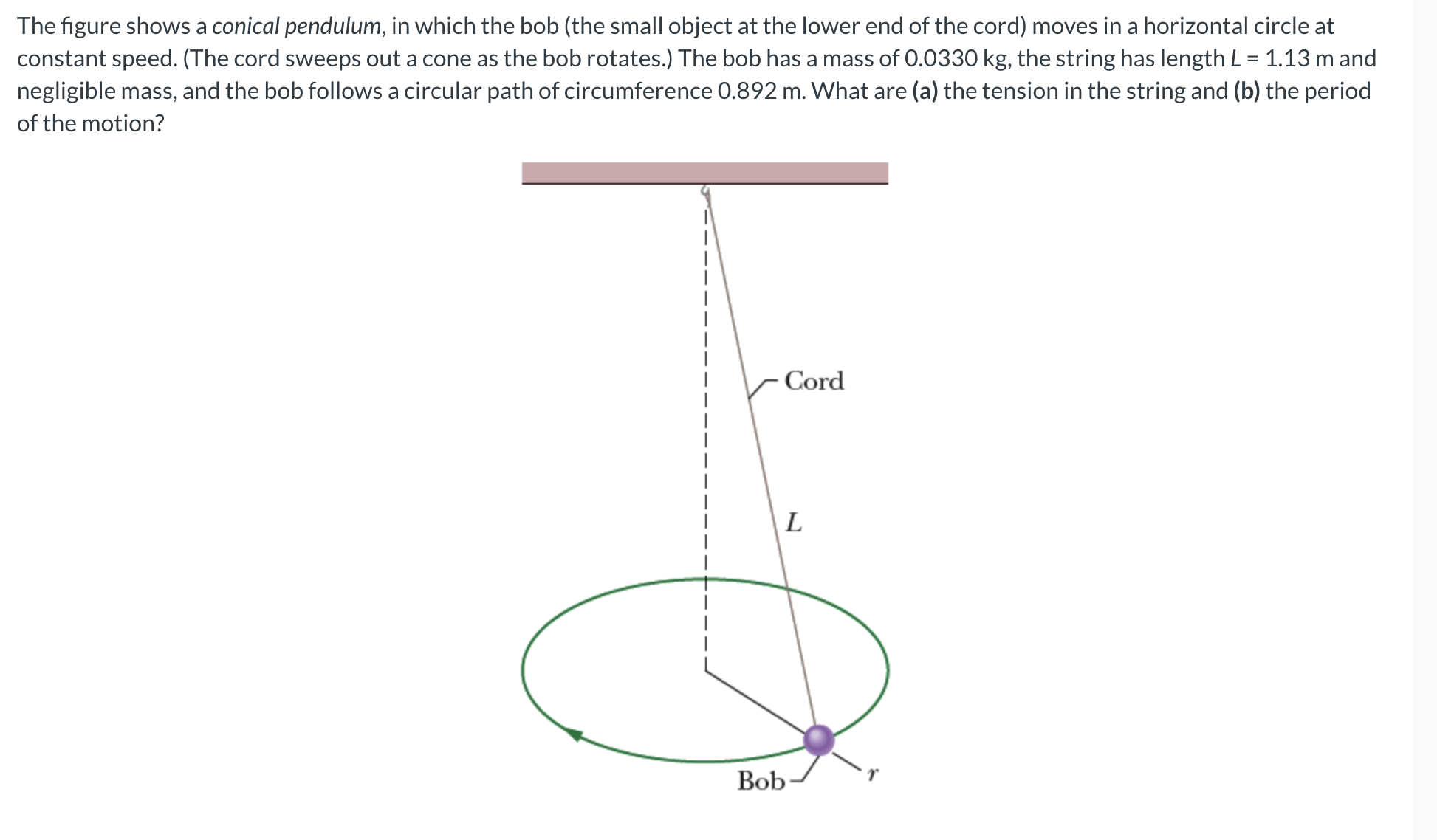Solved The figure shows a conical pendulum, in which the bob | Chegg.com