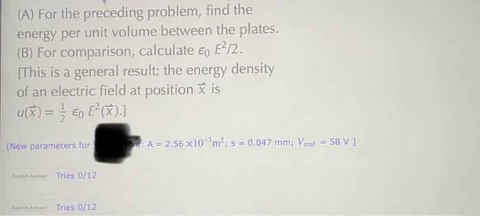 Solved (A) For the preceding problem, find the energy per | Chegg.com