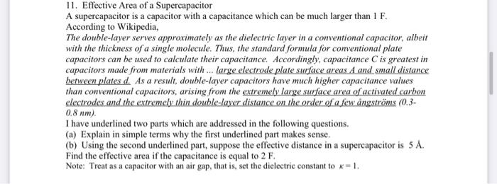 Solved 11. Effective Area of a Supercapacitor A | Chegg.com
