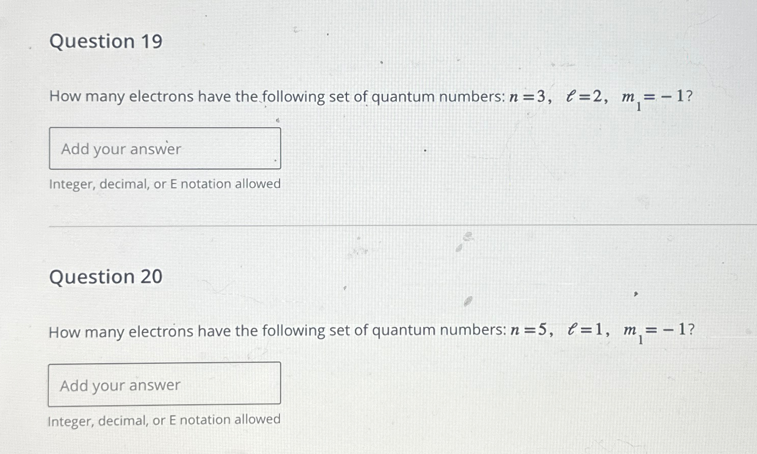 Solved Question 19How many electrons have the following set | Chegg.com