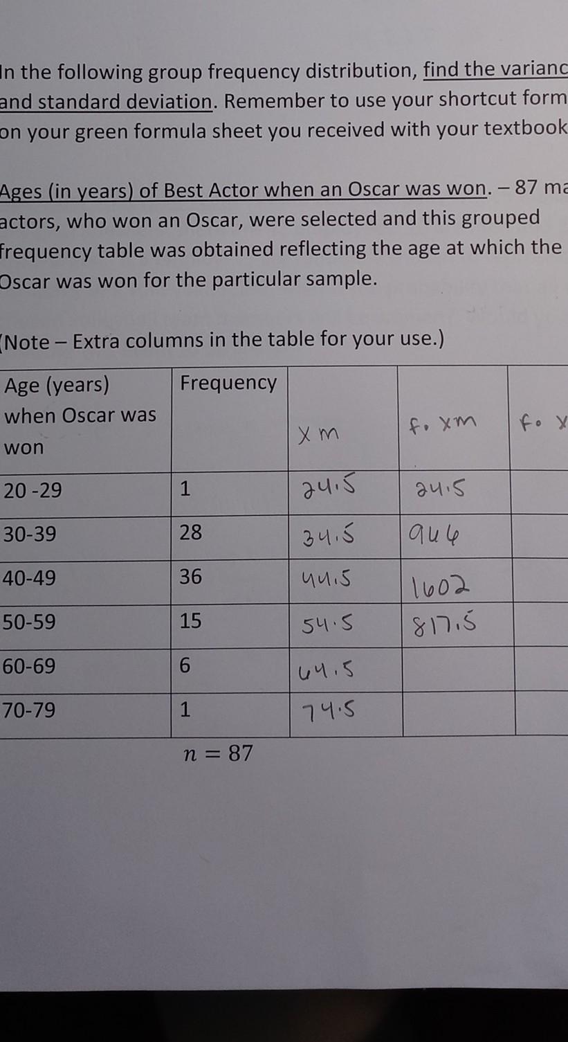 Solved In the following group frequency distribution, find | Chegg.com
