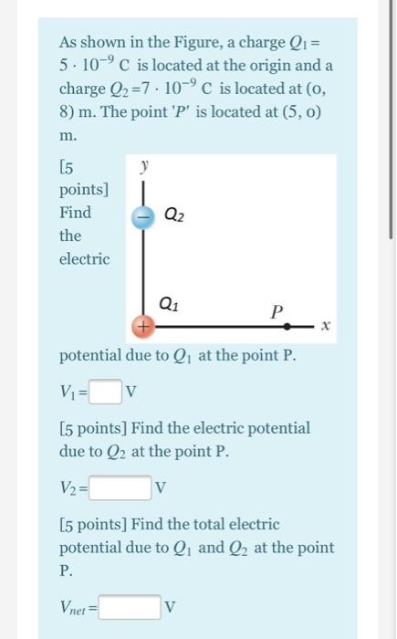 Solved As shown in the Figure, a charge Q1 = 5. 10-9C is | Chegg.com