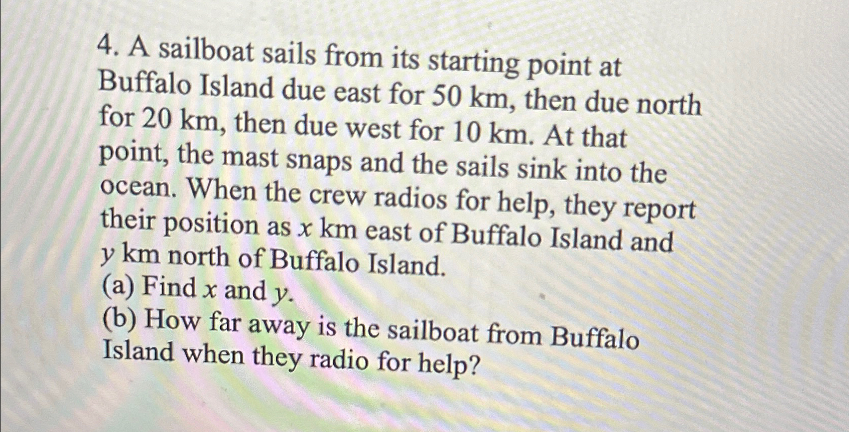 Solved A sailboat sails from its starting point at Buffalo | Chegg.com