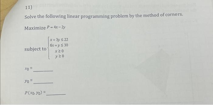 Solved Solve the following linear programming problem by the | Chegg.com