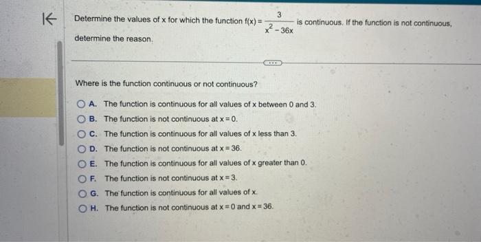 Solved Determine the values of x for which the function | Chegg.com