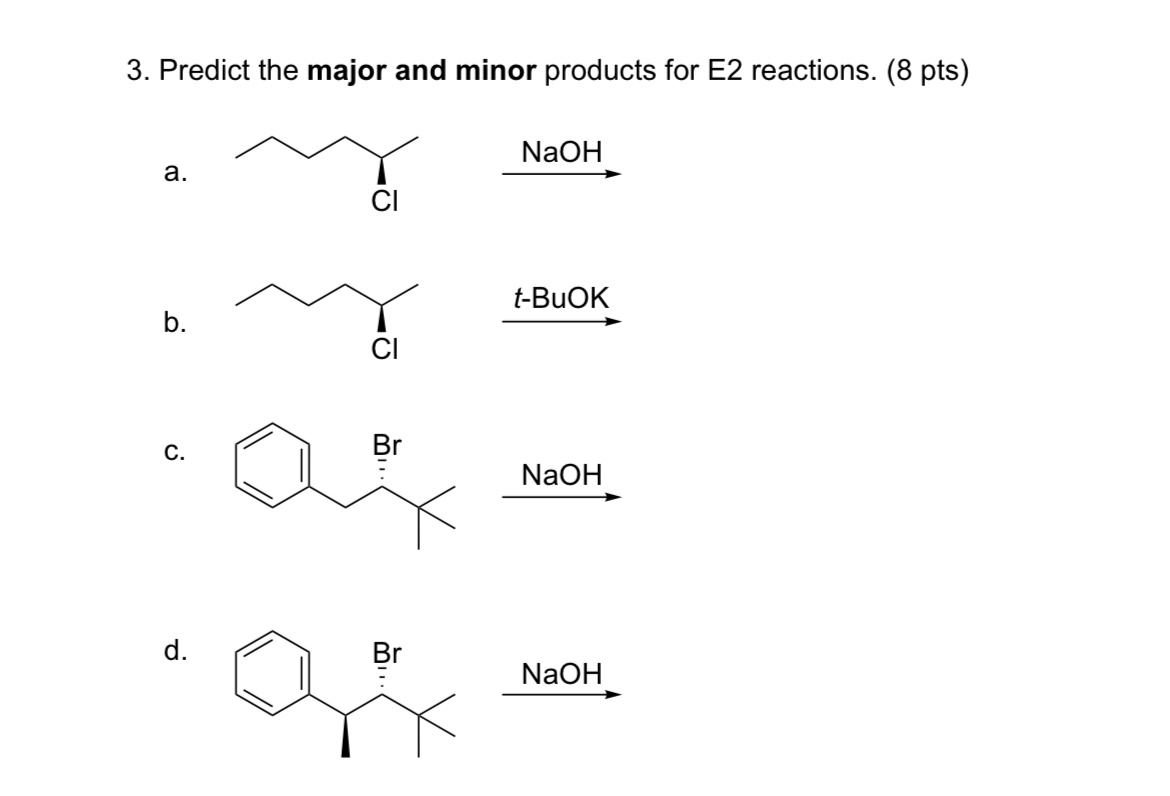 Solved Predict the major and minor products for E2 | Chegg.com