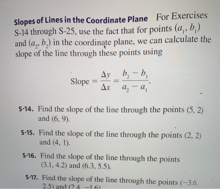 Solved Slopes of Lines in the Coordinate Plane For Exercises | Chegg.com