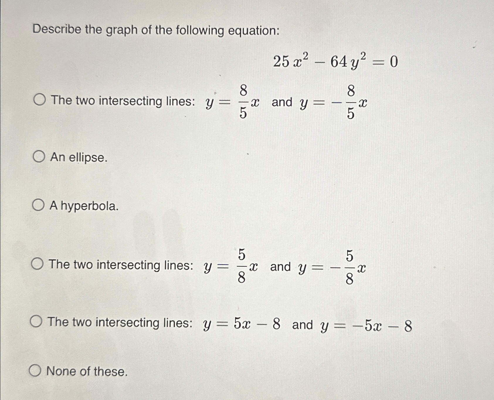 Describe the graph of the following | Chegg.com