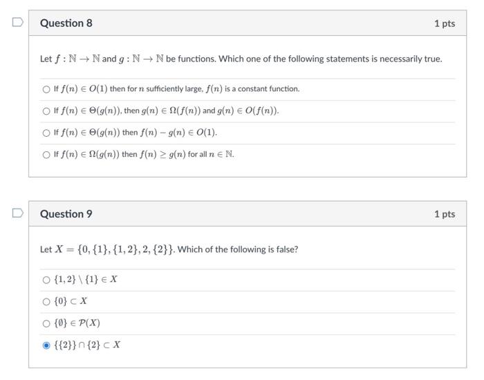 Solved Let f:N→N and g:N→N be functions. Which one of the | Chegg.com