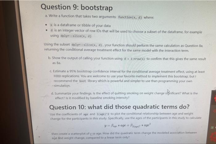 Question 9: bootstrap a. Write a function that takes | Chegg.com