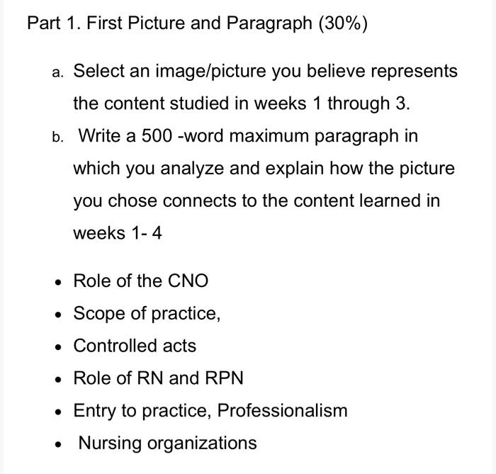 Part 1. First Picture and Paragraph (30%) a. Select | Chegg.com