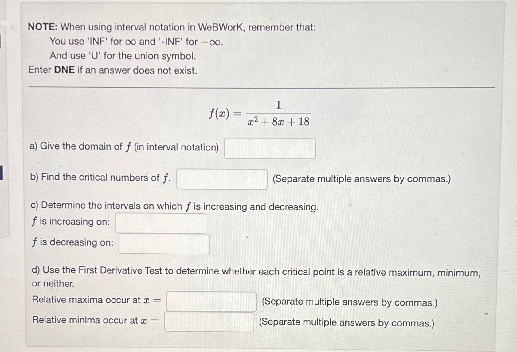 Solved NOTE: When using interval notation in WeBWorK, | Chegg.com