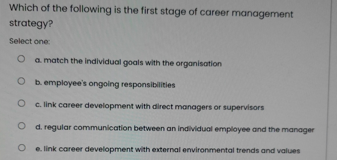 Solved Which of the following is the first stage of career | Chegg.com