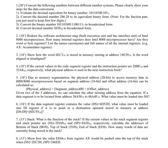 Solved 1. 1). Evaluate the decimal equivalent for integer | Chegg.com