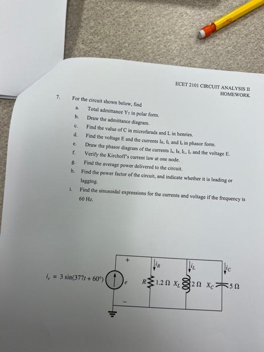 Solved ECET 2101 CIRCUIT ANALYSIS II HOMEWORK 7. a. c. For | Chegg.com