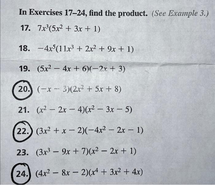 Solved In Exercises 17–24, find the product. (See Example | Chegg.com