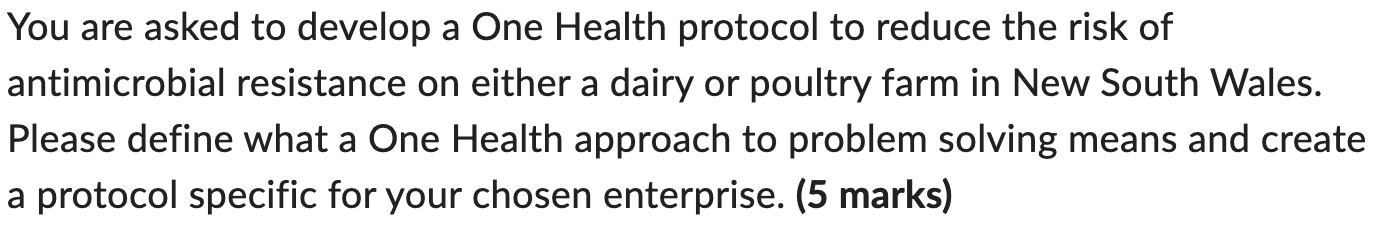 Solved You are asked to develop a One Health protocol to | Chegg.com