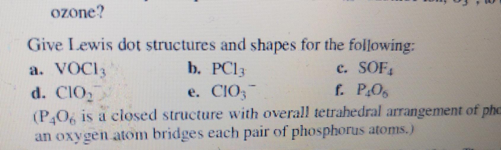Solved ozone? b. PCI Give Lewis dot structures and shapes | Chegg.com