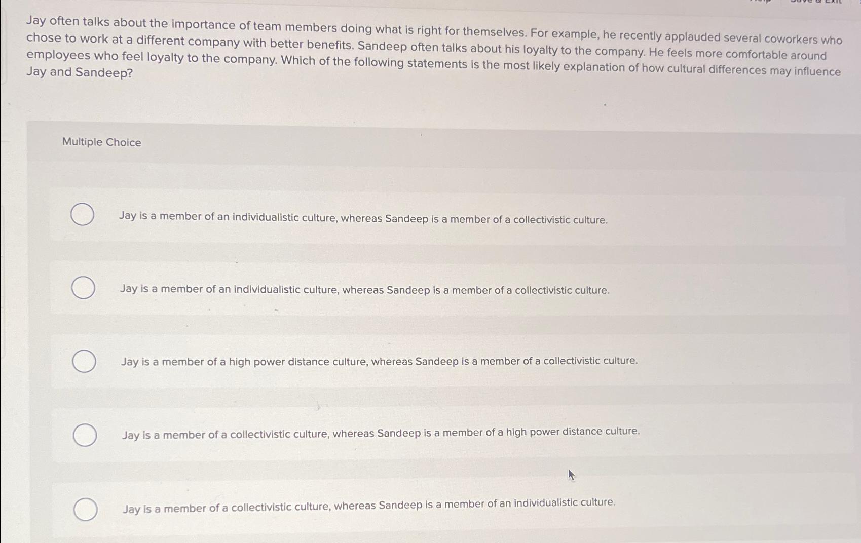 Solved Jay often talks about the importance of team members | Chegg.com