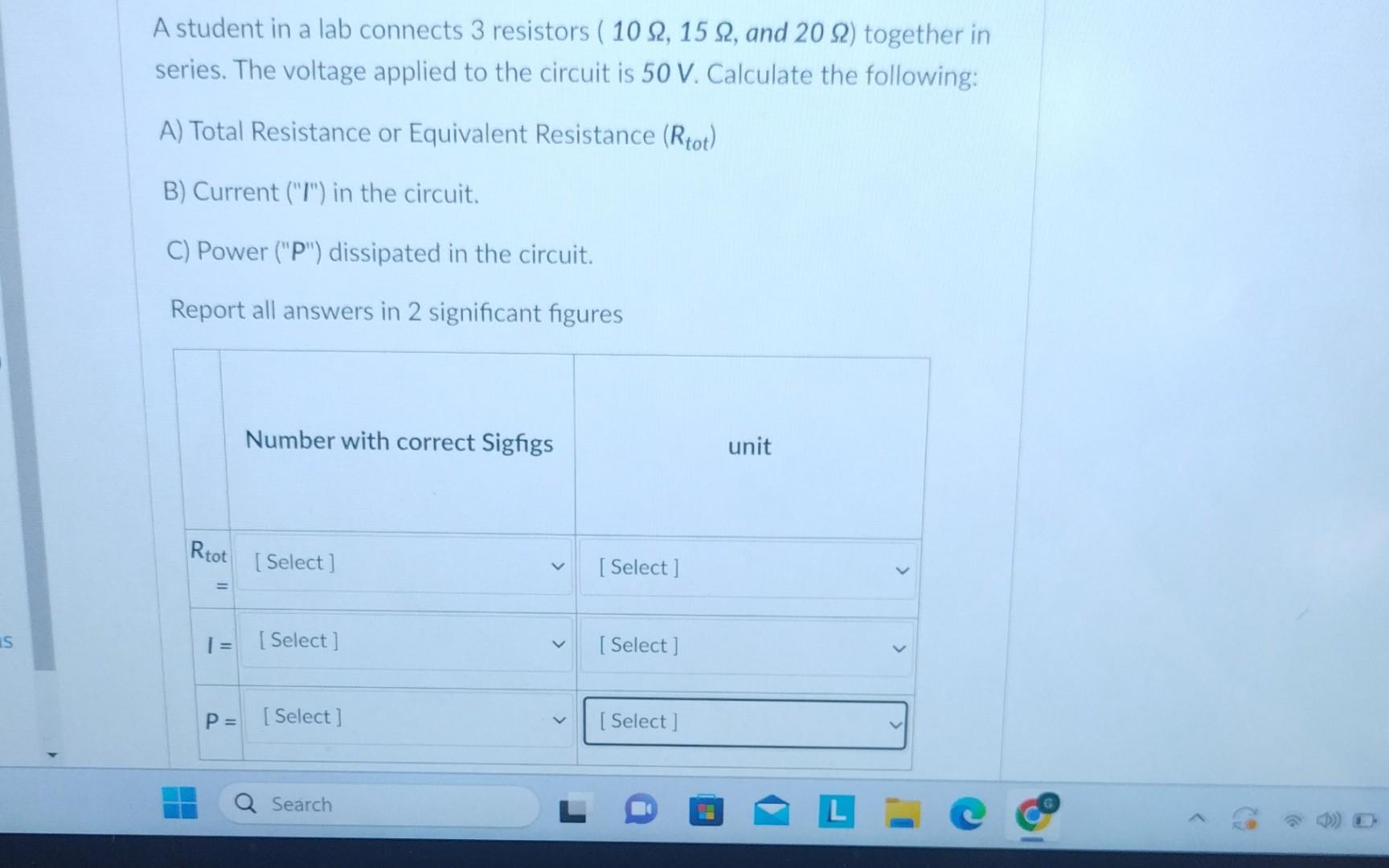Solved A student in a lab connects 3 resistors ( 10Ω,15Ω, | Chegg.com
