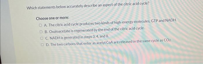 Solved Which statements below accurately describe an aspect | Chegg.com