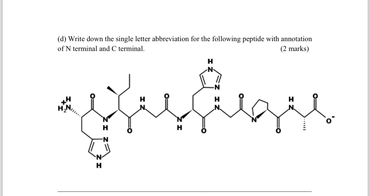 Solved (d) ﻿Write down the single letter abbreviation for | Chegg.com