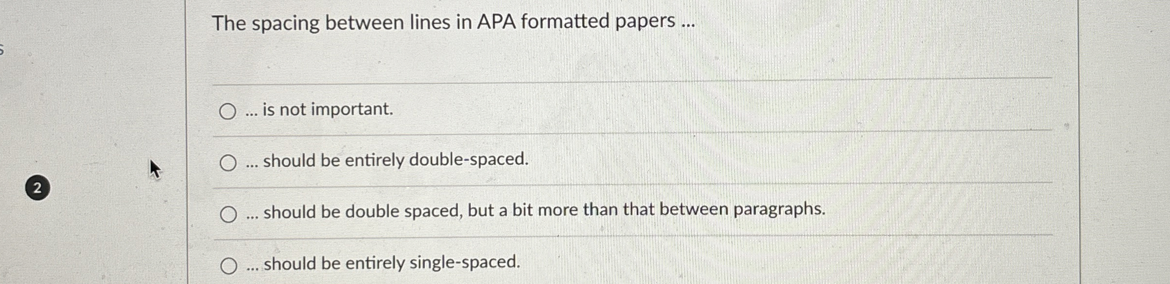 Solved The spacing between lines in APA formatted papers | Chegg.com