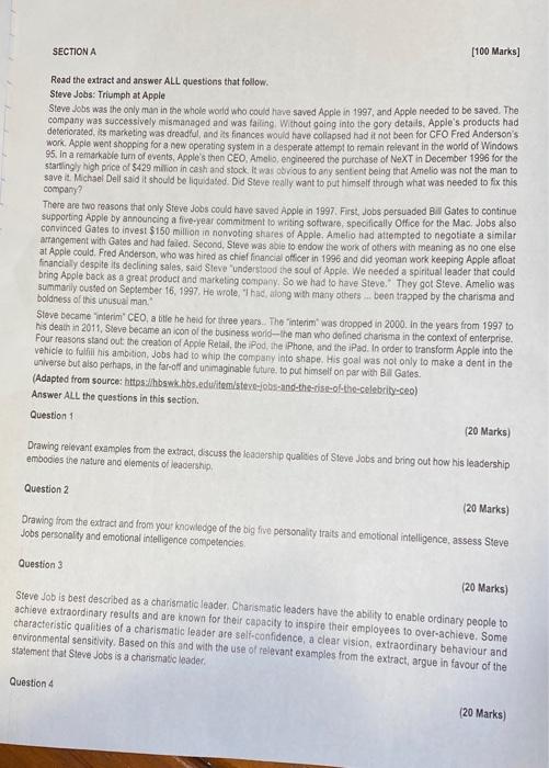 Solved SECTION A Read the extract and answer ALL questions | Chegg.com