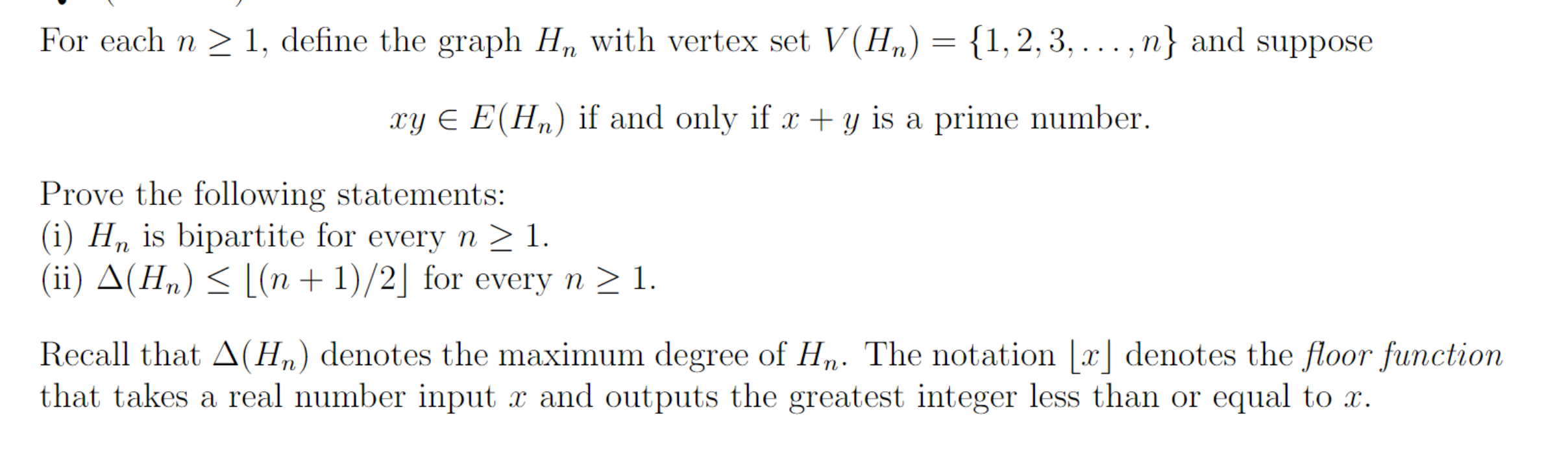 Solved For each n≥1, ﻿define the graph Hn ﻿with vertex set | Chegg.com