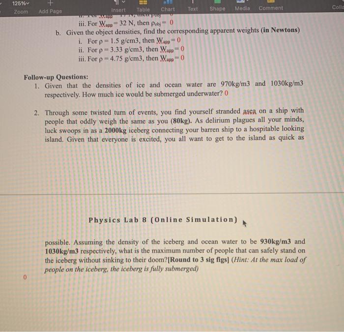Solved 125% Zoom Colle + Add Page Insert Table Chart Text | Chegg.com