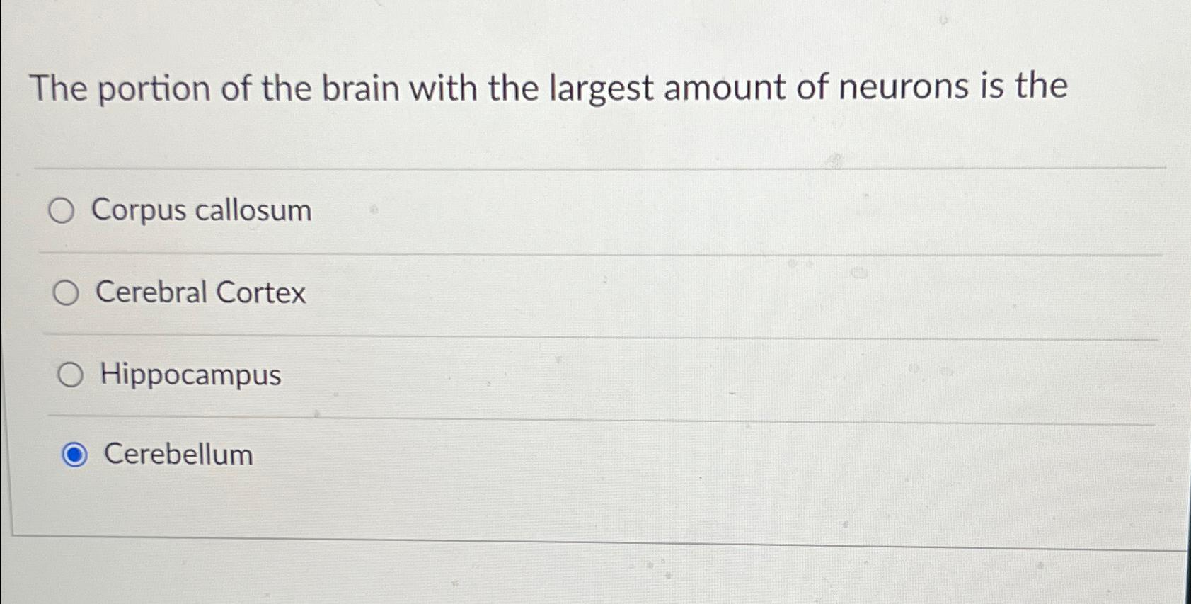 Solved The portion of the brain with the largest amount of | Chegg.com