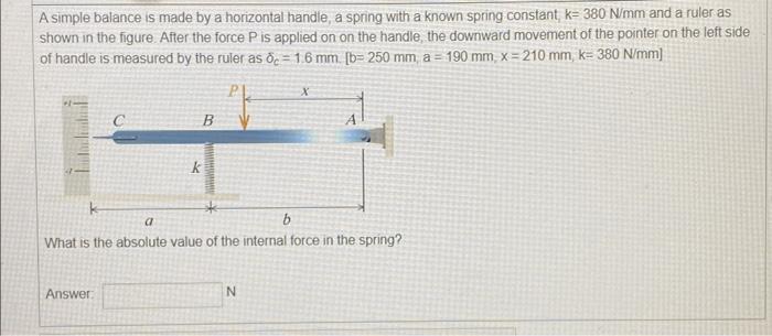 A simple balance is made by a horizontal handle, a | Chegg.com
