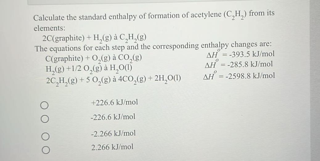 Solved Calculate the standard enthalpy of formation of | Chegg.com