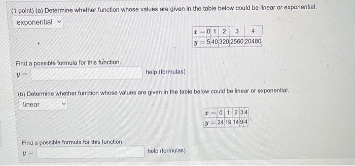 Solved 1 point) (a) Determine whether function whose values | Chegg.com